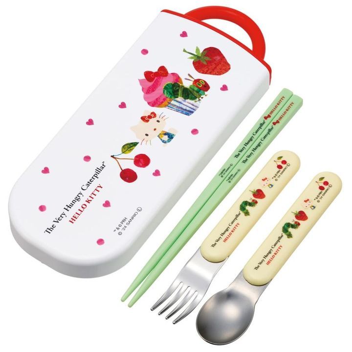 YESASIA: Sanrio Hello Kitty x The Very Hungry Caterpillar Cutlery Set ...