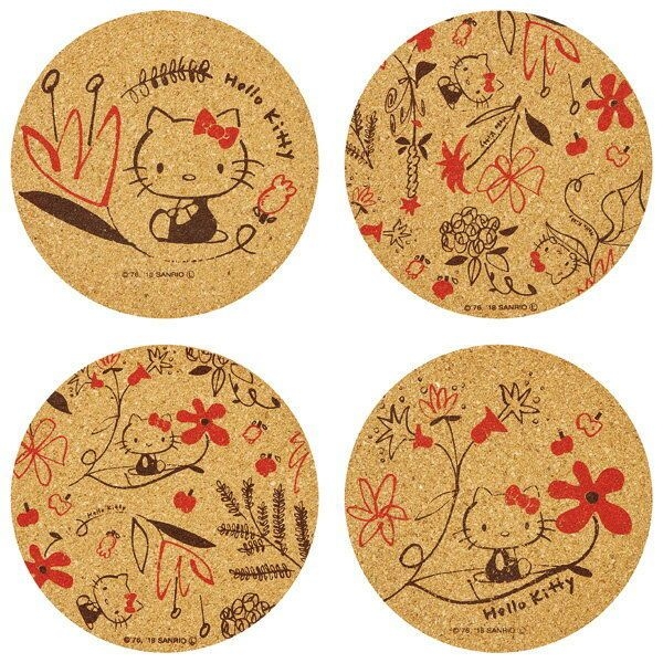 YESASIA: Hello Kitty Cork Coaster Set (4 Pieces) - Skater - Lifestyle ...