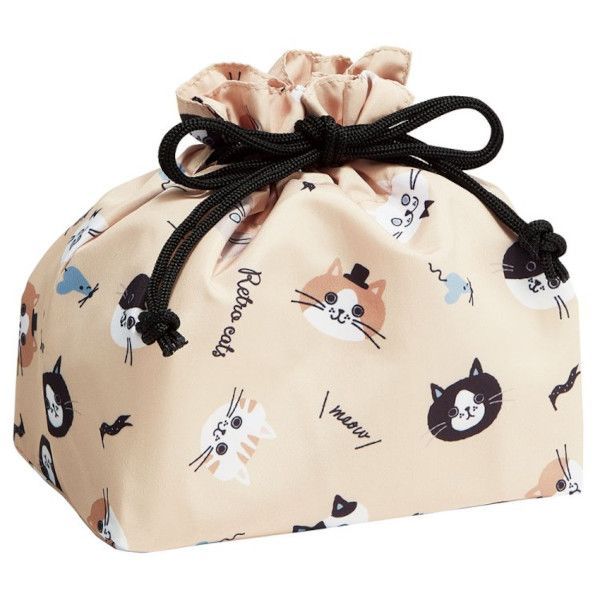 YESASIA: Retro Cats Drawstring Lunch Pouch - Skater - Lifestyle & Gifts ...