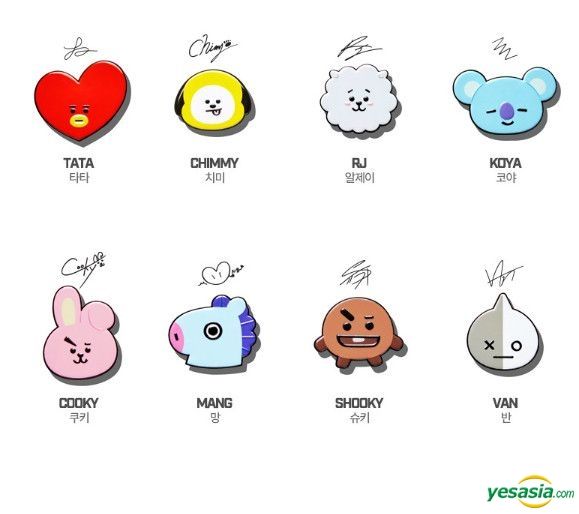 YESASIA: BT21 Griptok Character Basic S1 Aluminium (TATA) GROUPS,GIFTS ...