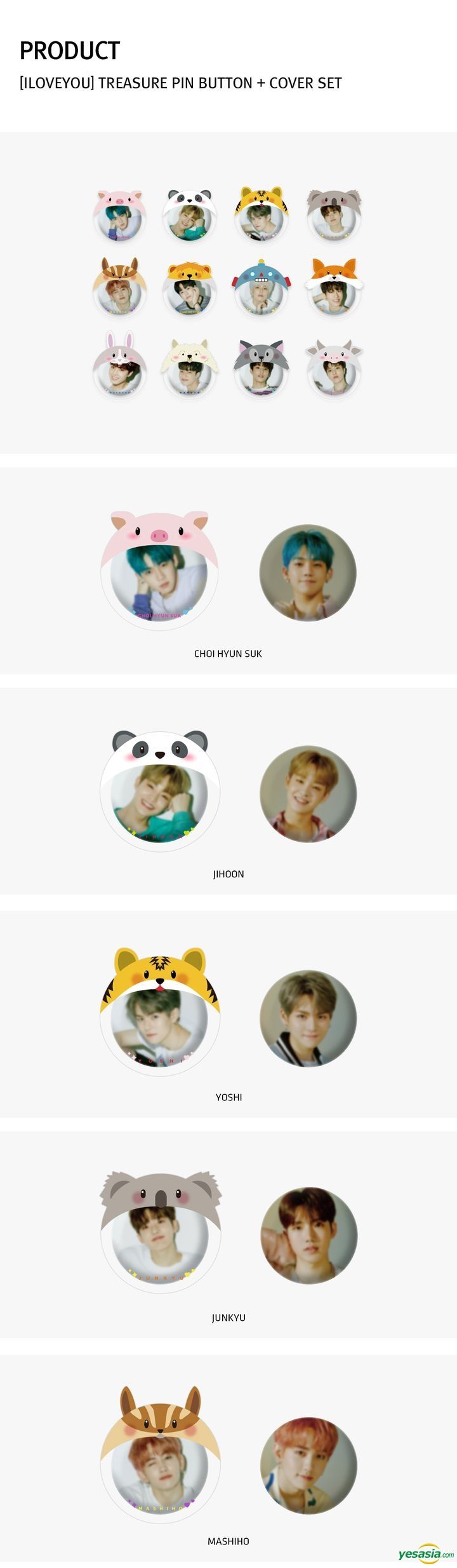 YESASIA TREASURE I Love You Official Goods Pin Button Cover Set YESASIA TREASURE I Love You Official Goods Pin Button Cover Set