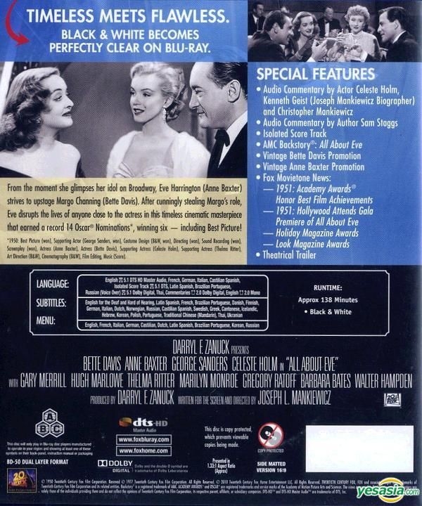 YESASIA: All About Eve (1950) (Blu-ray) (Hong Kong Version) Blu-ray - Bette Davis, Marilyn ...