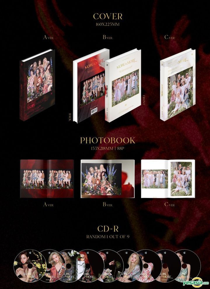 YESASIA: Twice Mini Album Vol. 9 - MORE & MORE (A + B + C Version) + 3 First Press Photo Card ...