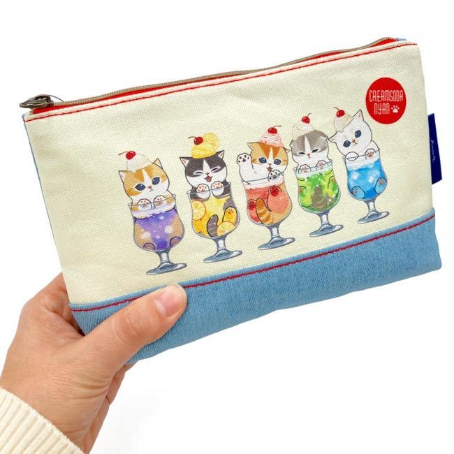 Yesasia Mofusand Denim Zipper Pouch Cream Soda Sun Star Stationery