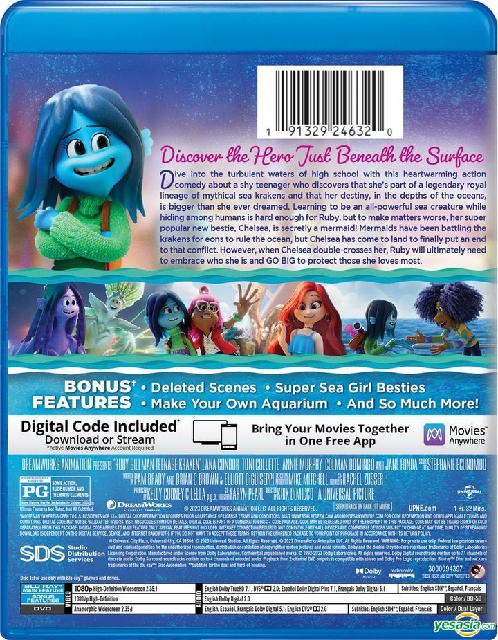 YESASIA: Ruby Gillman: Teenage Kraken (2023) (Blu-ray + DVD + Digital ...