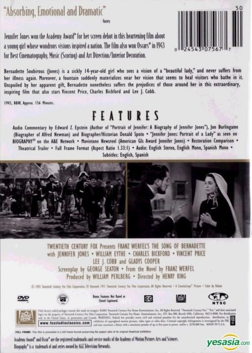 YESASIA: The Song of Bernadette (1943) (DVD) (US Version) DVD - Charles ...