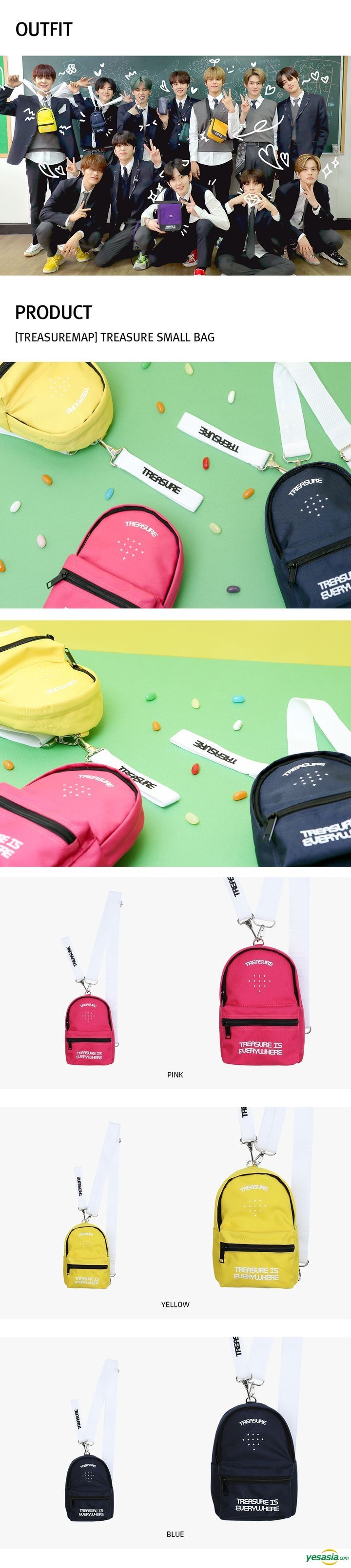 YESASIA: TREASURE 'Treasure Map' Official Goods - Small Bag (Pink ...
