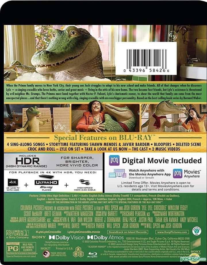 YESASIA: Lyle, Lyle, Crocodile (2022) (4K Ultra HD + Blu-ray + Digital) (US Version) Blu-ray ...