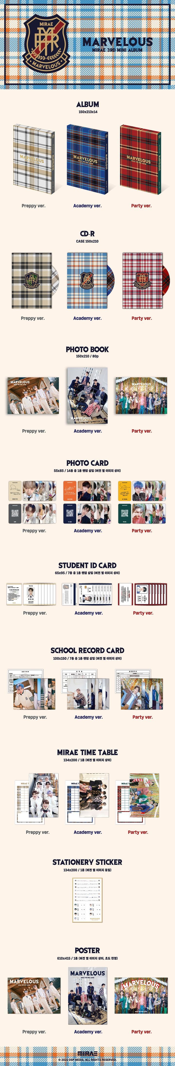 YESASIA: MIRAE Mini Album Vol. 3 - Marvelous (Preppy Version) + Poster ...