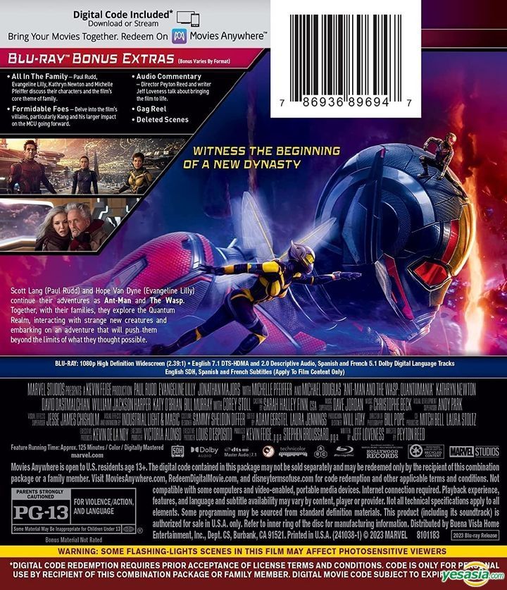 YESASIA: Ant-Man and the Wasp: Quantumania Feature (2023) (Blu-ray + Digital Code) (US Version ...