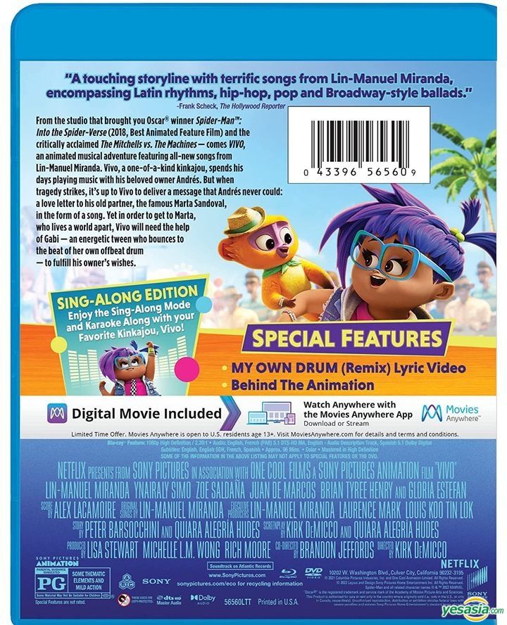 YESASIA: VIVO (2021) (Blu-ray + DVD + Digital) (US Version) Blu-ray ...