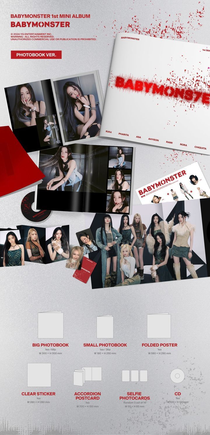 YESASIA: BABYMONSTER Mini Album Vol. 1 - BABYMONS7ER (Photobook Version) CD - BABYMONSTER, YG ...