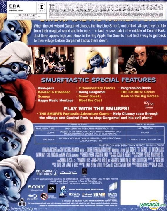 YESASIA: The Smurfs (2011) (Blu-ray) (2D + 3D) (Hong Kong Version) Blu-ray - Intercontinental ...