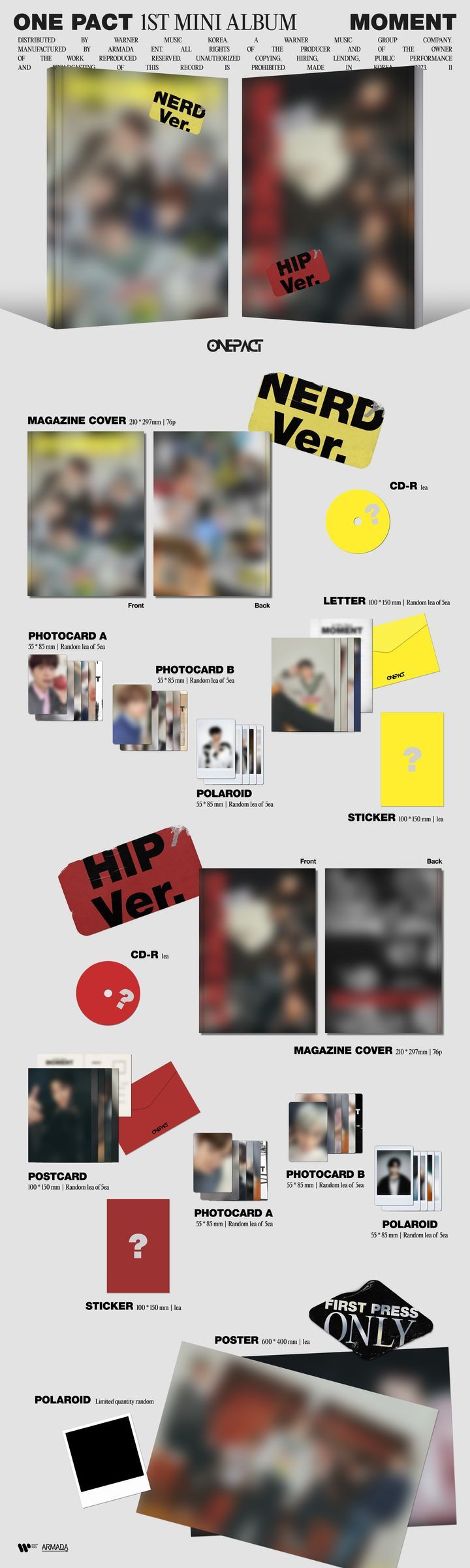 YESASIA: ONE PACT Mini Album Vol. 1 - Moment (Nerd Version) CD - ONE ...