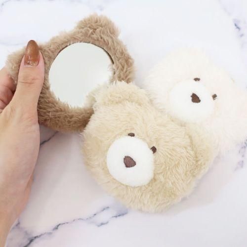 YESASIA: Bear Plush Mirror with Keychain (Milk Tea) - Q-LiA - Lifestyle ...
