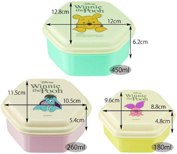 YESASIA: Winnie the Pooh Hexagon Small Food Container Set (3 Pieces ...