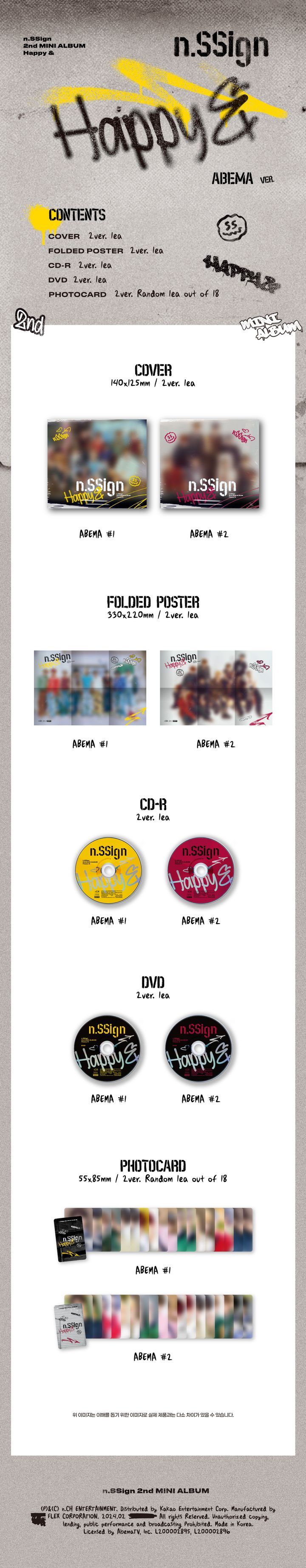 YESASIA : n.SSign Mini Album Vol. 2 - Happy & (ABEMA #1 + ABEMA #2 Version) 音樂 - n.SSign, NCH ...