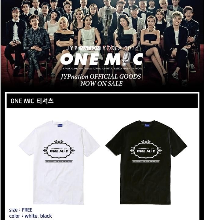 YESASIA: 2014 JYPnation Official Goods - ONE MIC T-Shirt (One Size ...