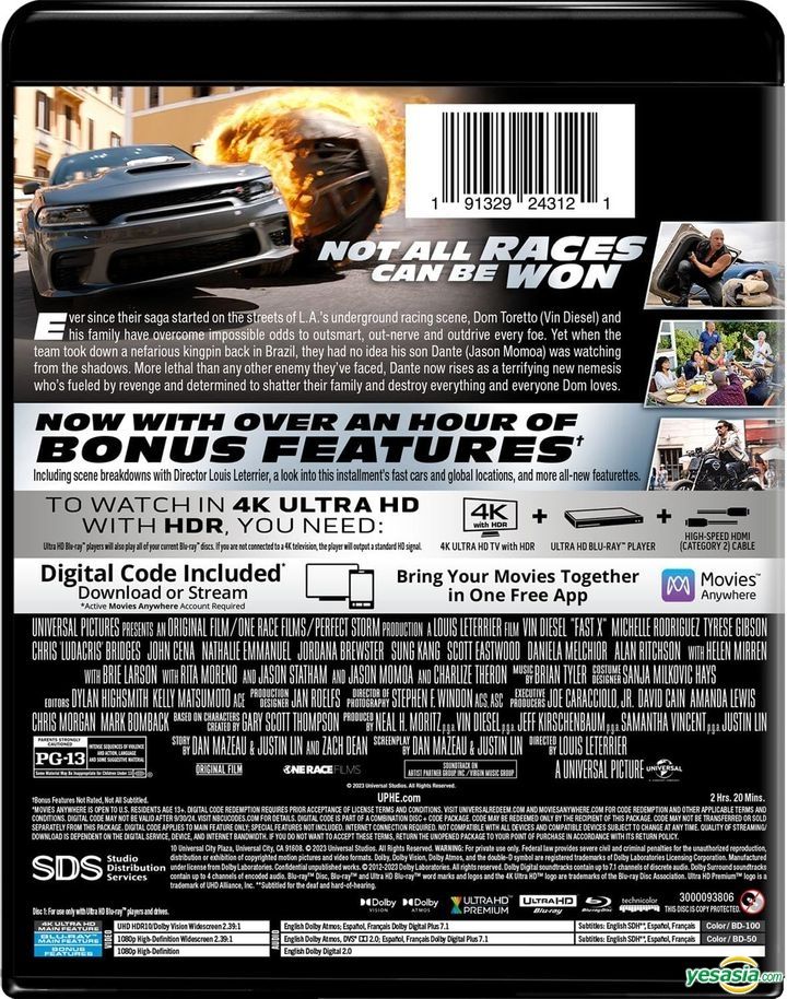 YESASIA : 玩命關頭X (2023) (4K Ultra HD + Blu-ray + Digital Code) (收藏版) (美國版) Blu-ray - 查莉絲花朗, 海倫美蘭 ...