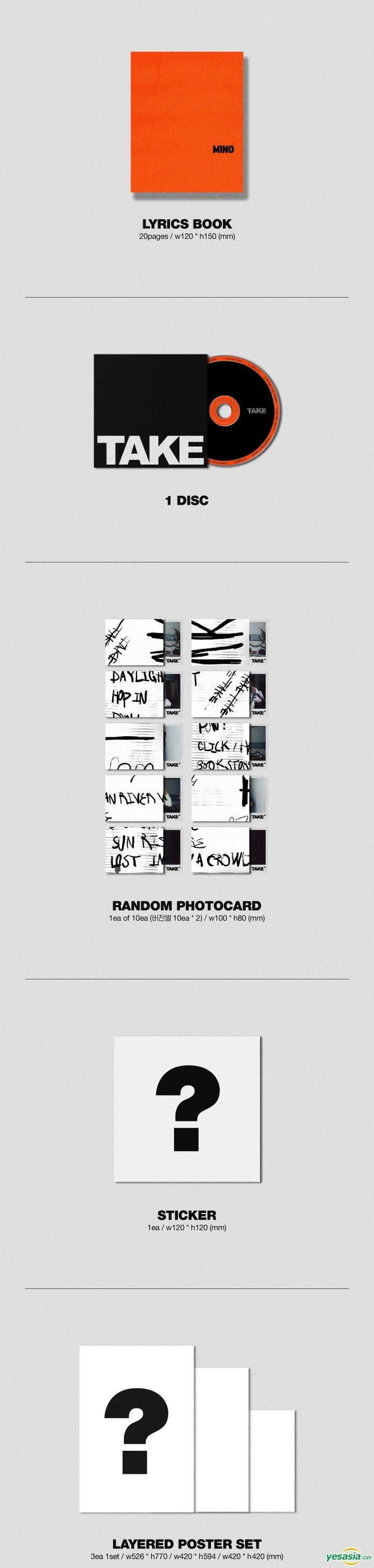 YESASIA: MINO 2nd Full Album - TAKE (TAKE #1 +TAKE #2 Version) + 2 ...