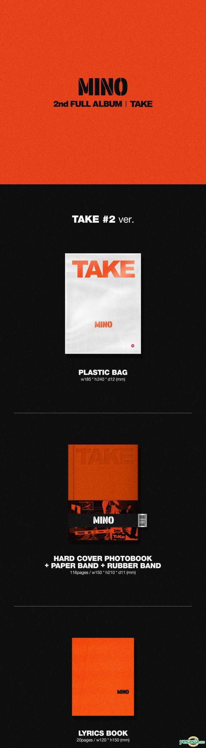 YESASIA: MINO 2nd Full Album - TAKE (TAKE #1 +TAKE #2 Version) + 2 ...