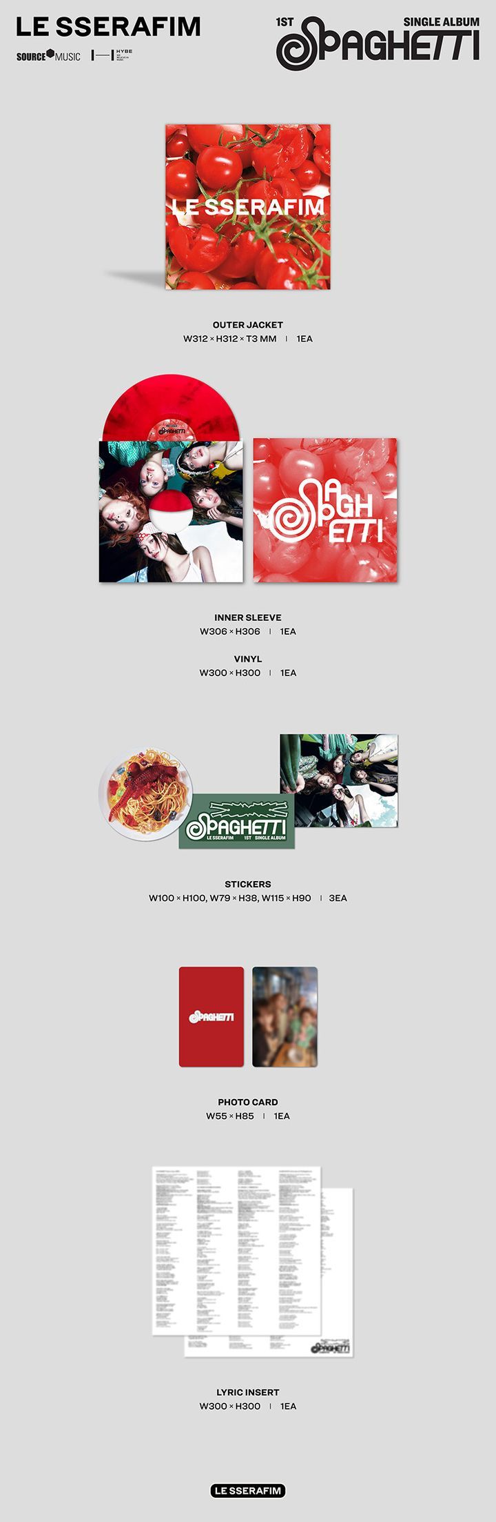 YESASIA: LE SSERAFIM Single Album Vol. 1 - SPAGHETTI ( LP ) (Random Ver ...