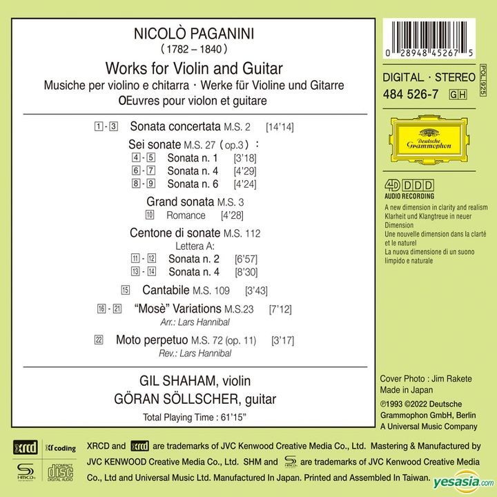 YESASIA: Paganini For Two (1782-1840) (NEW XRCD) (Taiwan Version) CD ...