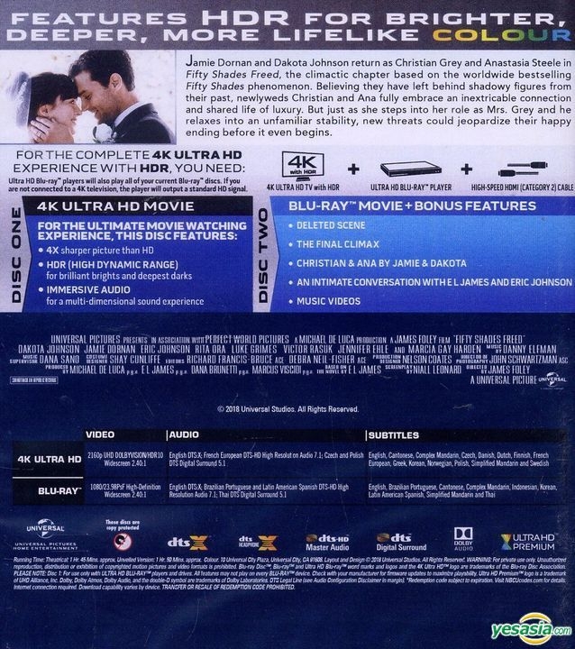 Yesasia Fifty Shades Freed 2018 4k Ultra Hd Blu Ray Unveiled