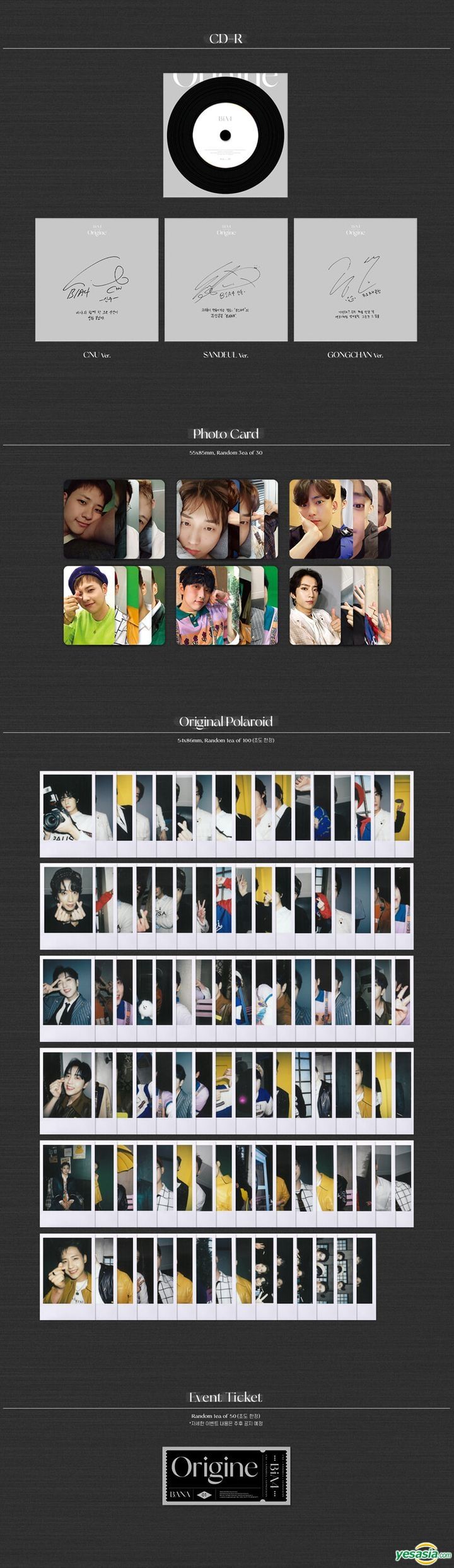 YESASIA: B1A4 Vol. 4 - Origine (CNU + Sandeul + Gong Chan Version) + 4 Posters in Tube CD - B1A4 ...