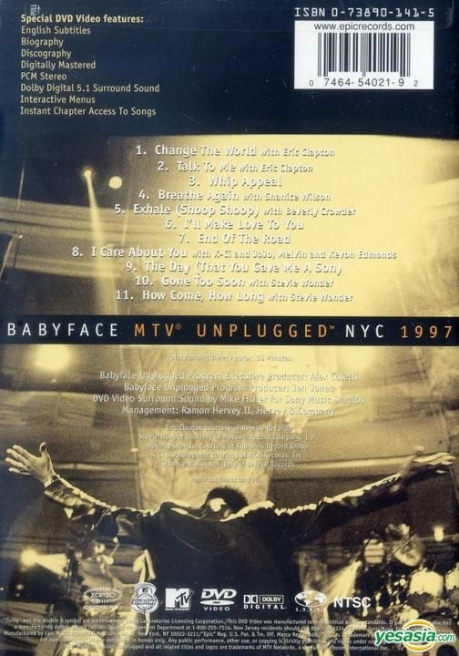 YESASIA: Babyface - MTV Unplugged NYC 1997 (DVD) (US Version) DVD ...