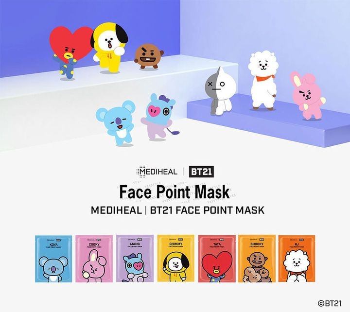 YESASIA: BTS BT21 Face Point Mask Set (Mang): Point Mask 20ml x 4pcs ...
