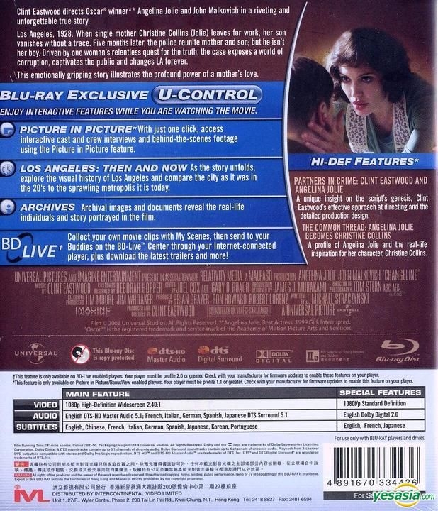 YESASIA: Changeling (2008) (Blu-ray) (Hong Kong Version) Blu-ray - Amy ...