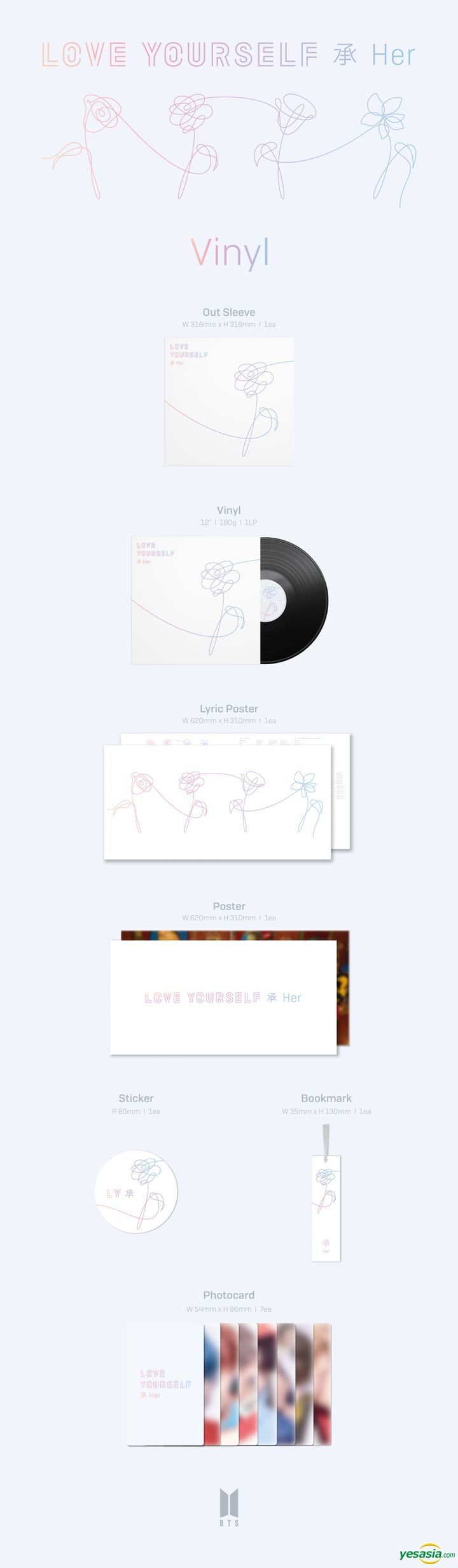YESASIA: BTS Mini Album Vol. 5 - LOVE YOURSELF 'Her' (LP) - BTS, YG Plus - Korean Music - Free ...