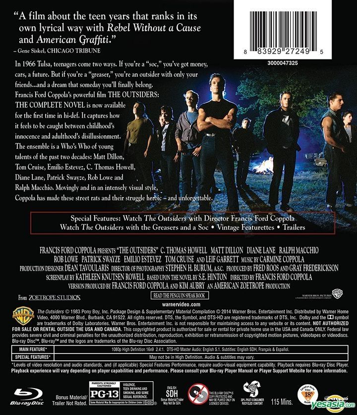 YESASIA: 圖片廊 - The Outsiders: The Complete Novel (1983) (Blu-ray) (美國版)