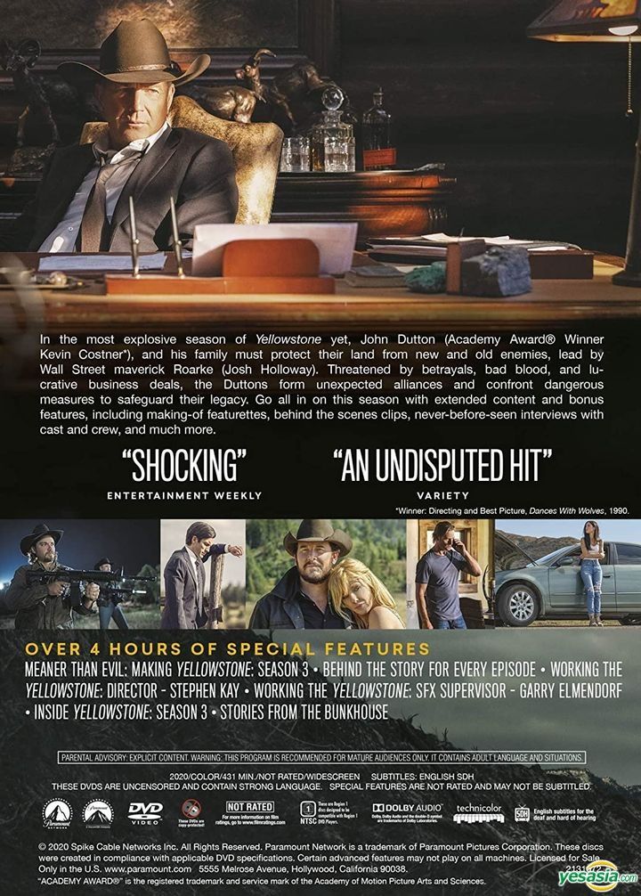 YESASIA: Yellowstone (DVD) (Ep. 1-10) (Season 3) (US Version) DVD ...