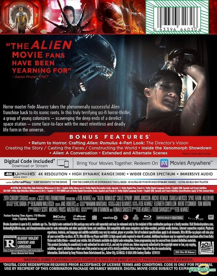 YESASIA: Alien: Romulus (2024) (4K Ultra HD + Blu-ray + Digital Code ...